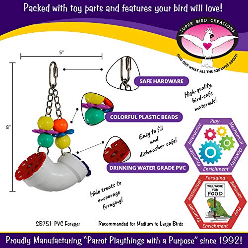 Super Bird Creations SB751 PVC Forager Bird Toy, Medium/Large Bird Size, 3β x 5β x 8β