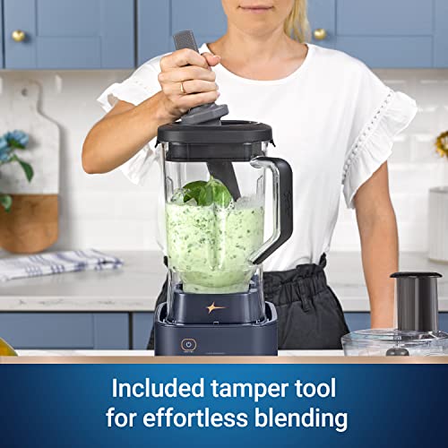 Oster Pro Series 2-in-1 Kitchen System with XL 9-Cup Tritan Jar, Food Processor and Tamper Tool, Dark Blue