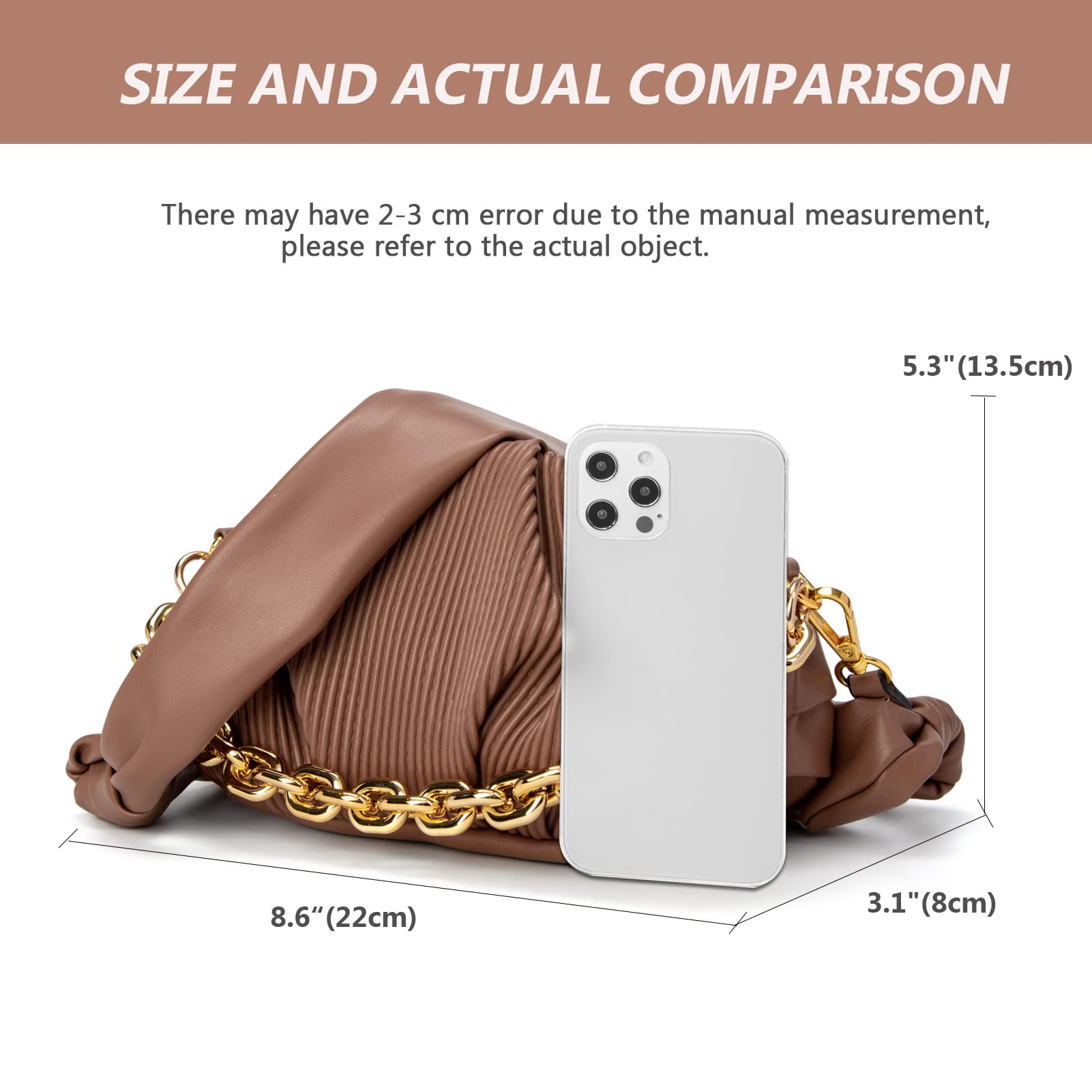 KingTo Knotted Shoulder Handbag Purse for Women Trendy Dumpling Clutch Cloud Bag Lightweight Pouch Bag