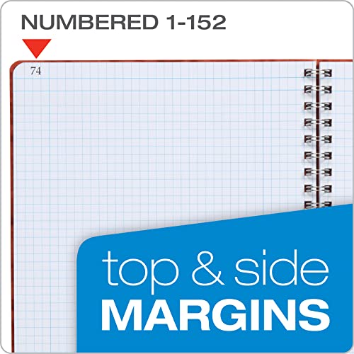 Tops TOP35061 Computation Book, 11.75 x 9.5 Inches, Double Wire, 152 Numbered Pages, Quadrille Ruled, 76 Sheets, Buff, (35061)