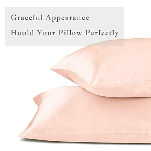 FOX-TECH Satin Pillowcase for Hair and Skin Set of 2, Super Soft and Smooth Pillowcase with Envelope Closure, Silk Pillow Case Queen 2 Pack, 20β x 30β (Light Pink)