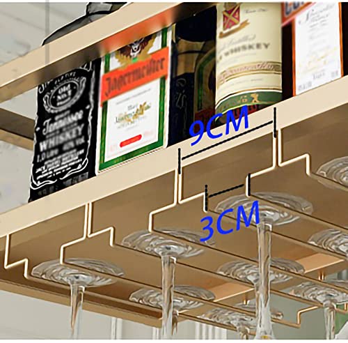 DICKIS Hanging Wine Rack with Glass Holder and Shelf, Adjustable Height and Width Metal Ceiling Bar Wine Glass Rack, Industrial Wall Mounted Wine and Glass Rack (Color : Black, Size : 100x25x21cm)