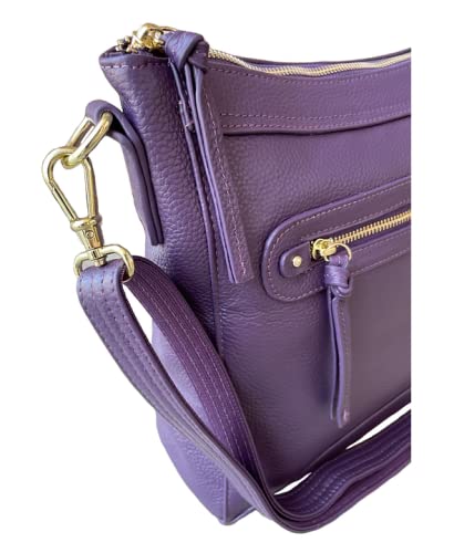 CCWBAGS Genuine Leather Cross Body Concealed Carry Purse, Purple