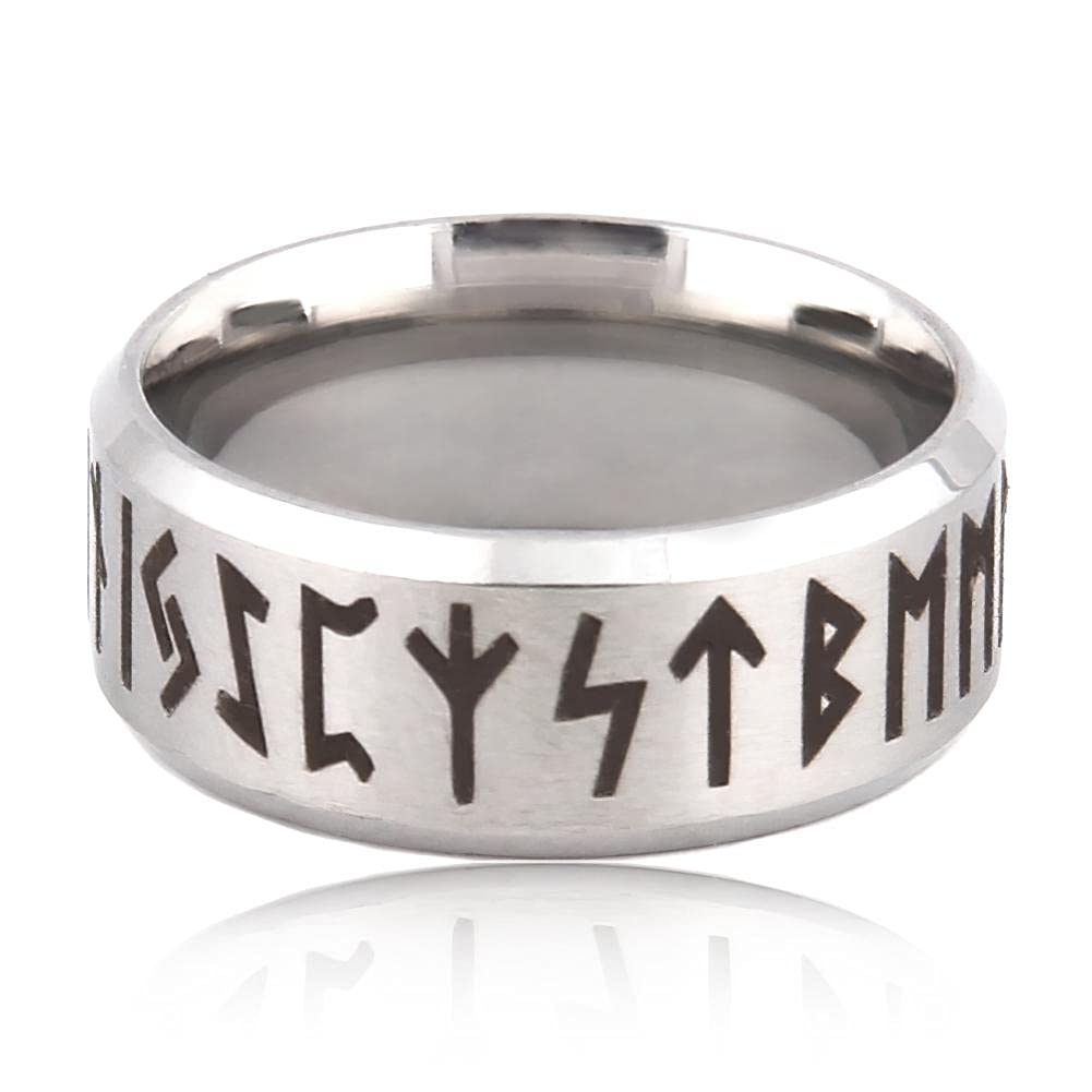 BAVIPOWER Viking Celtic Runic Ring Unique Charming Vintage Stainless Steel Jewelry Protection Amulet For Men Women