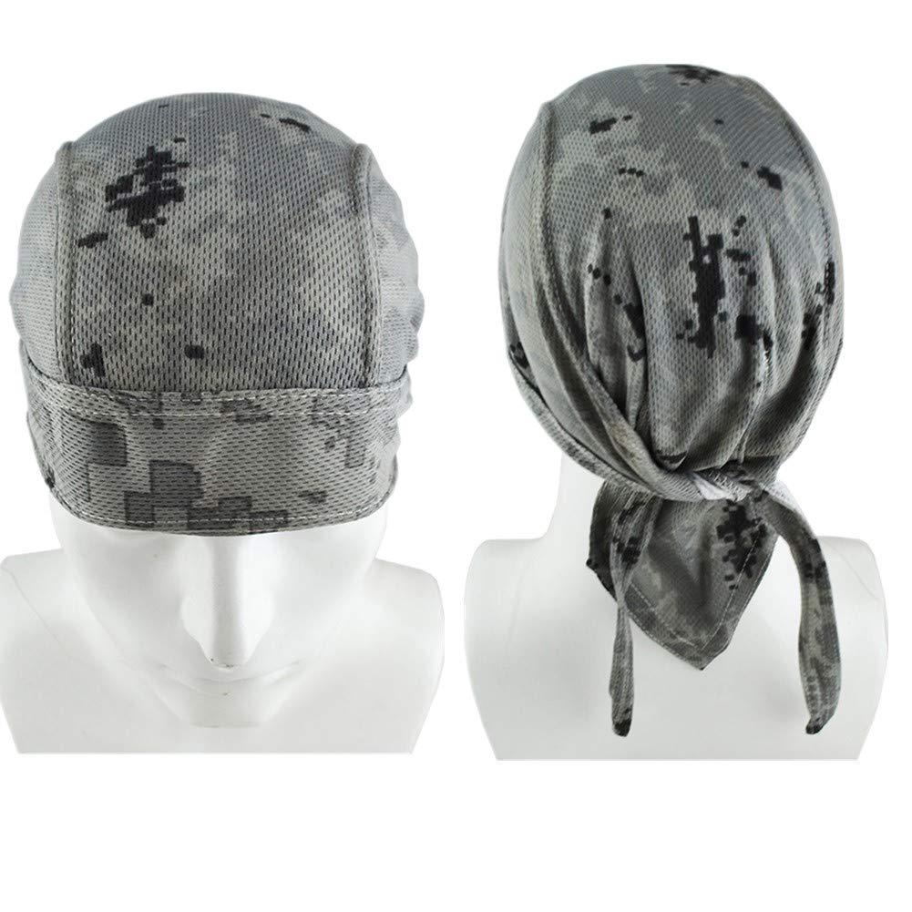 GUIFIER 4 Pack Do Rag/Dew Rag Doo Rags Sweat Wicking Skull Cap Beanie Priate Hat Motorcycle Cycling Caps Head Wrap Durags for Men Women - Camo