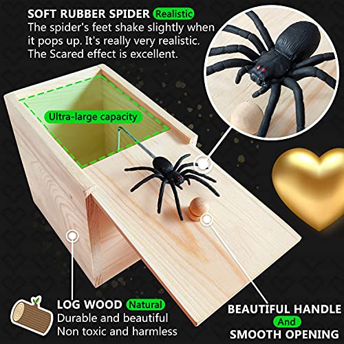 NA Spider Prank Big Box?Wooden Surprise Box?Handmade Fun Gag Gift & Practical Joke Toys