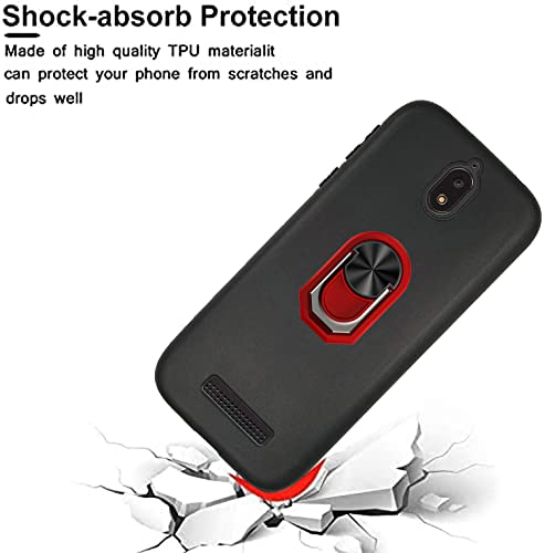 DAMONDY for BLU View 2 Case 2 Pack Screen Protector Tempered Glass, BLU View 2 Case,Full Body Shock Protective Kickstand 360 Ring Holder Defender Back Phone Cover Case for BLU View 2 B130DL -Red