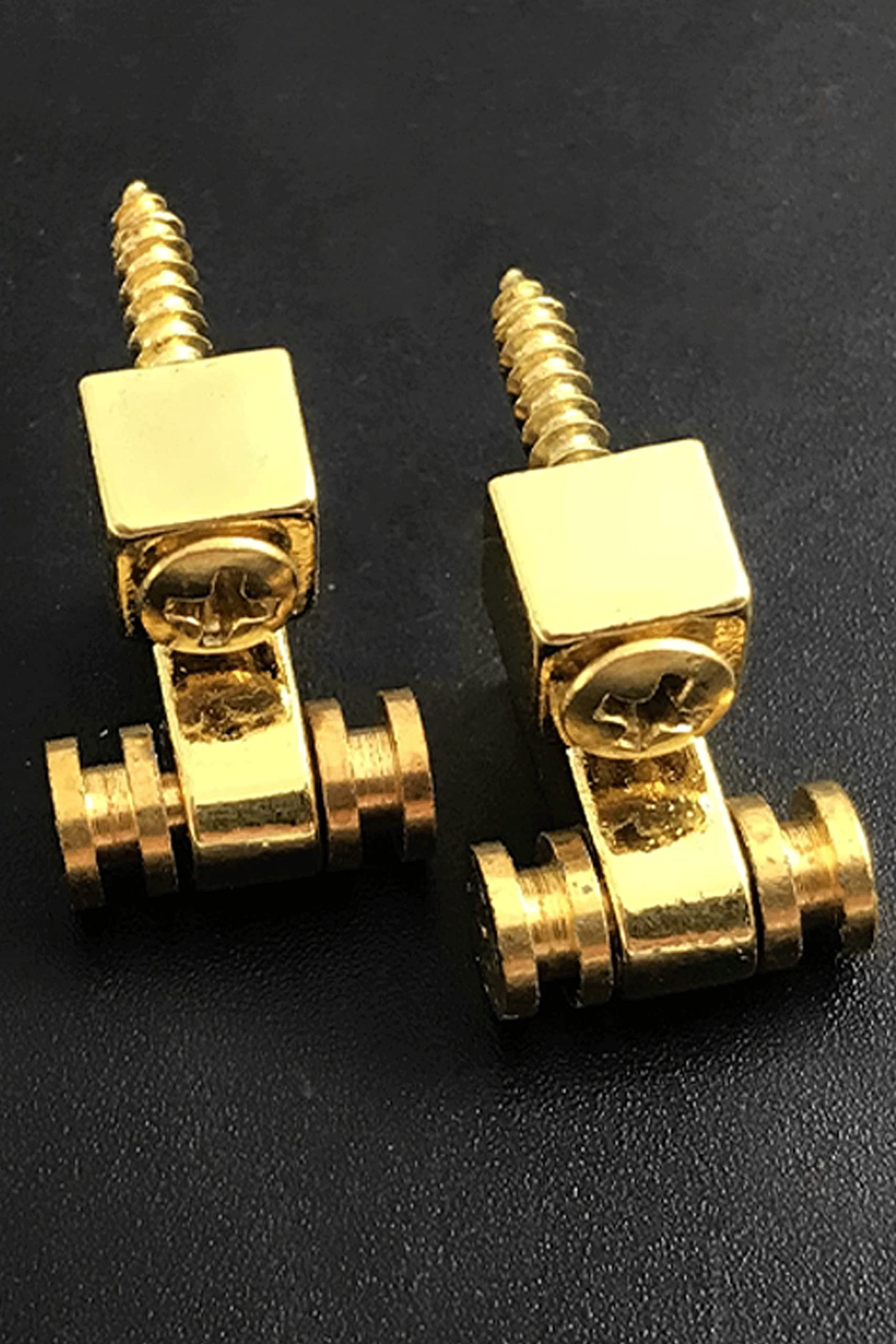 HENGYEE Set of 2 Guitar Roller String Tree Roller String Guides Retainer for Electric Guitars Strat Stratocaster Tele Telecaster Black Gold., (2104-QGZ-GD)