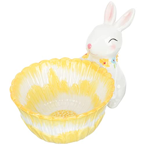 Didiseaon Easter Bunny Candy Bowl Ceramic Rabbit Bowl Snack Appetizer Nut Dish Candy Container Bunny Statue Figurine