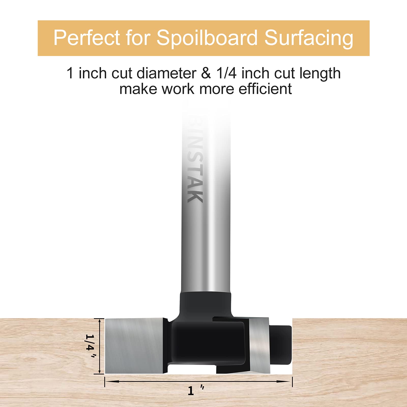 CNC Spoilboard Surfacing Router Bits, 1/4 inch Shank 1 inch Cutting Diameter, Slab Flattening Router Bit Planing Bit Wood Planing Bit Dado Planer Bit by BINSTAK (Carbide)