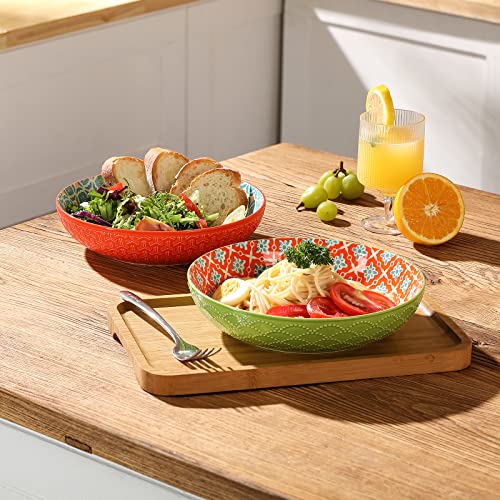 Metahom Ceramic Pasta Bowls, 40 Oz Large Salad Bowls, 8.75'' Colorful Serving Bowl Set for Pasta, Salad, Soup, Set of 4