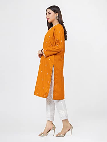 edenrobe Women's Pakistani Indian Kurti Pret - Stitched Ladies Kurta/Tunic Top 217351 Dark Mustard
