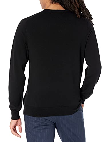 Goodthreads Men's Lightweight Merino Wool V-Neck Jumper (Available in Tall), Black, Large