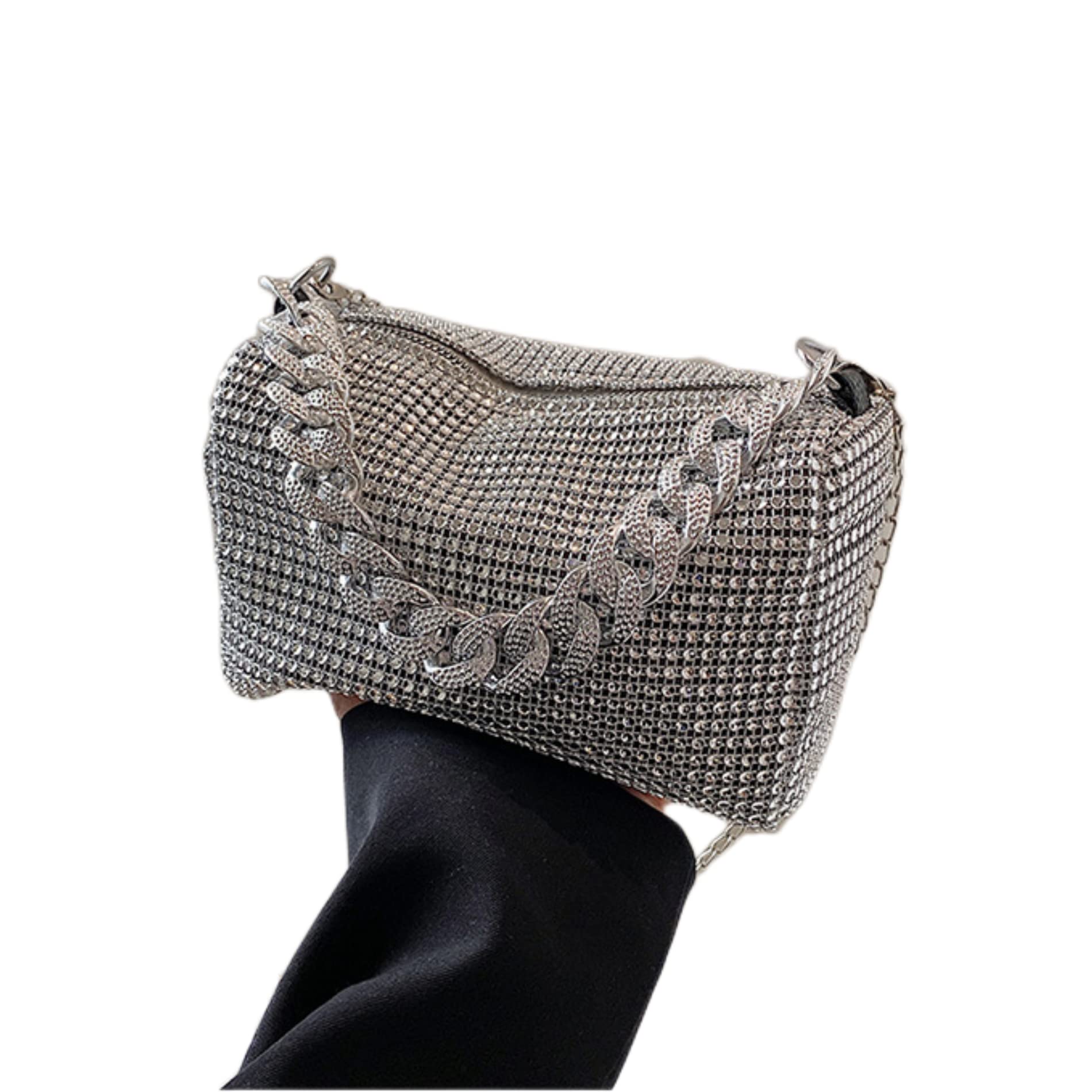 Bling Rhinestone Hobo Bag for Women Crystal Evening Handbag Underarm Bag Tote for Party Wedding