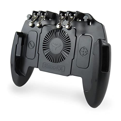 Mobile Game Controller with Cooling Fan/Phone Holder/Finger Sleeves for PUBG/Fortnite/Call of Duty, L1R1 Mobile Triggers for 4.7β-6.5β iOS/Android Phones, Outstanding Compatibility