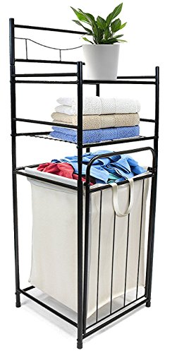 Sorbus Bathroom Tower Hamper Organizer - Features Tilt Out Laundry Hamper and 2-Tier Storage Shelves - Great for Bathroom, Laundry Room, Bedroom, Closet, Nursery, and more