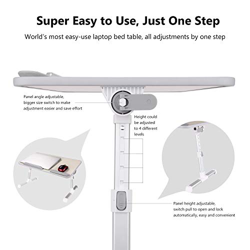 Laptop Bed Tray Table, Nearpow Adjustable Laptop Bed Stand, Portable Standing Table with Foldable Legs, Foldable Lap Tablet Table for Sofa Couch Floor - Medium Size