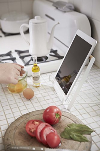 Yamazaki Home Tosca Cookbook Stand - Kitchen Cooking Recipe Holder for Counter - Steel + Wood
