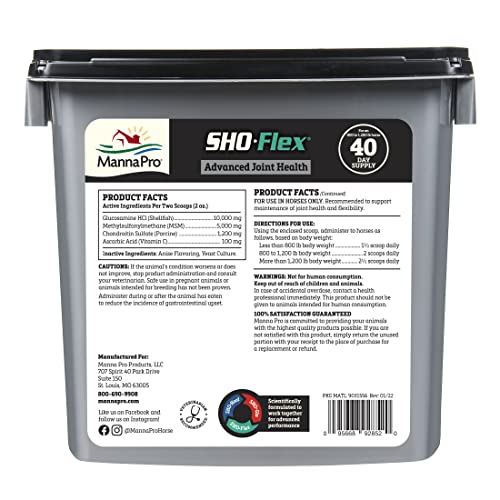 Manna Pro Sho-Flex Supplement for Horses | Formulated with MSM, Glucosamine, and Chondroitin | 5 Pounds