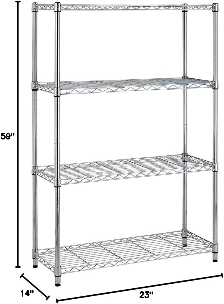 BestOffice Adjustable Wire Shelving Storage Shelves Heavy Duty Shelving Unit for Small Places Kitchen Garage (Chrome, 36×14×54)