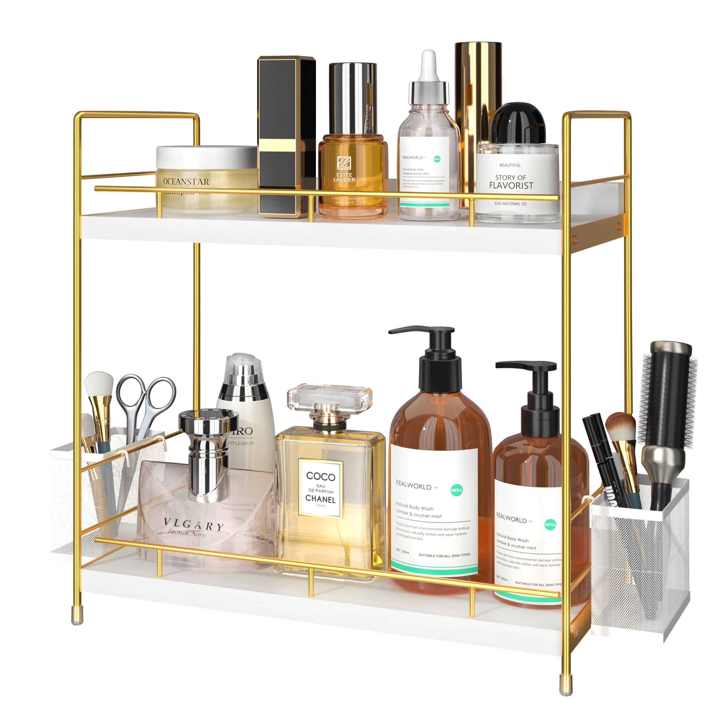 BSTSLL Bathroom Organizer Countertop, 3 Tier Bathroom Counter Organizer with Basket for Skin Care Organizer, Bathroom,Kitchen, Vanity Organizer