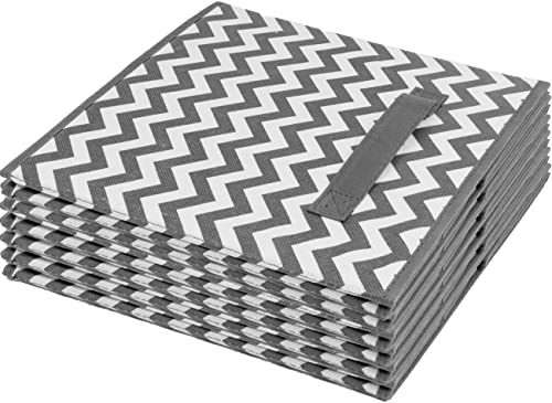 Sorbus® Foldable Storage Cube Basket Bin, 6 Pack,Chevron Pattern (Gray)