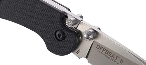 CRKT Offbeat II EDC Folding Pocket Knife: Everyday Carry, Satin Blade, Crawford Lockback Safety, Nylon Handle, Reversible Pocket Clip 7760