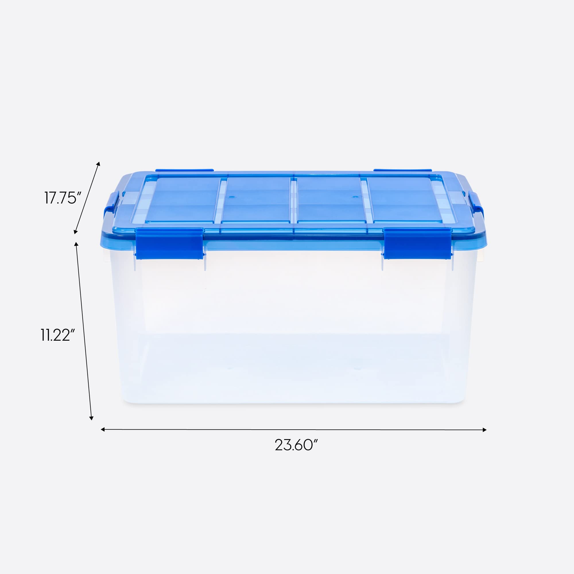 Iris 4Pack 62qt WEATHERPRO Airtight Plastic Storage Bin with Lid and Seal and Secure Latching Buckles