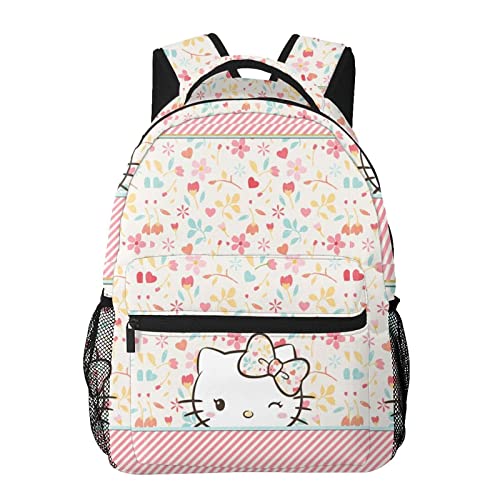 DIEZ Hello Cat Kitty Backpack 3d Print Anime Character Wink Backpack Lightweight Casual Travel Laptop Backpack For Women Anime Kitty Fans Gift