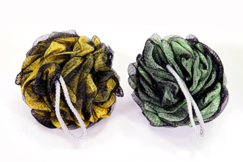 LiFBEAUTiFuL Bathing Ball,Set of Four, xxl-75g,Super Large Size,Towel Gourd,Strong Exfoliation, Four Colors,Delicate Foam,Four Hooks are accompanied,Loofah, Blue,yellow,purple,green, 6×6×6 Inch
