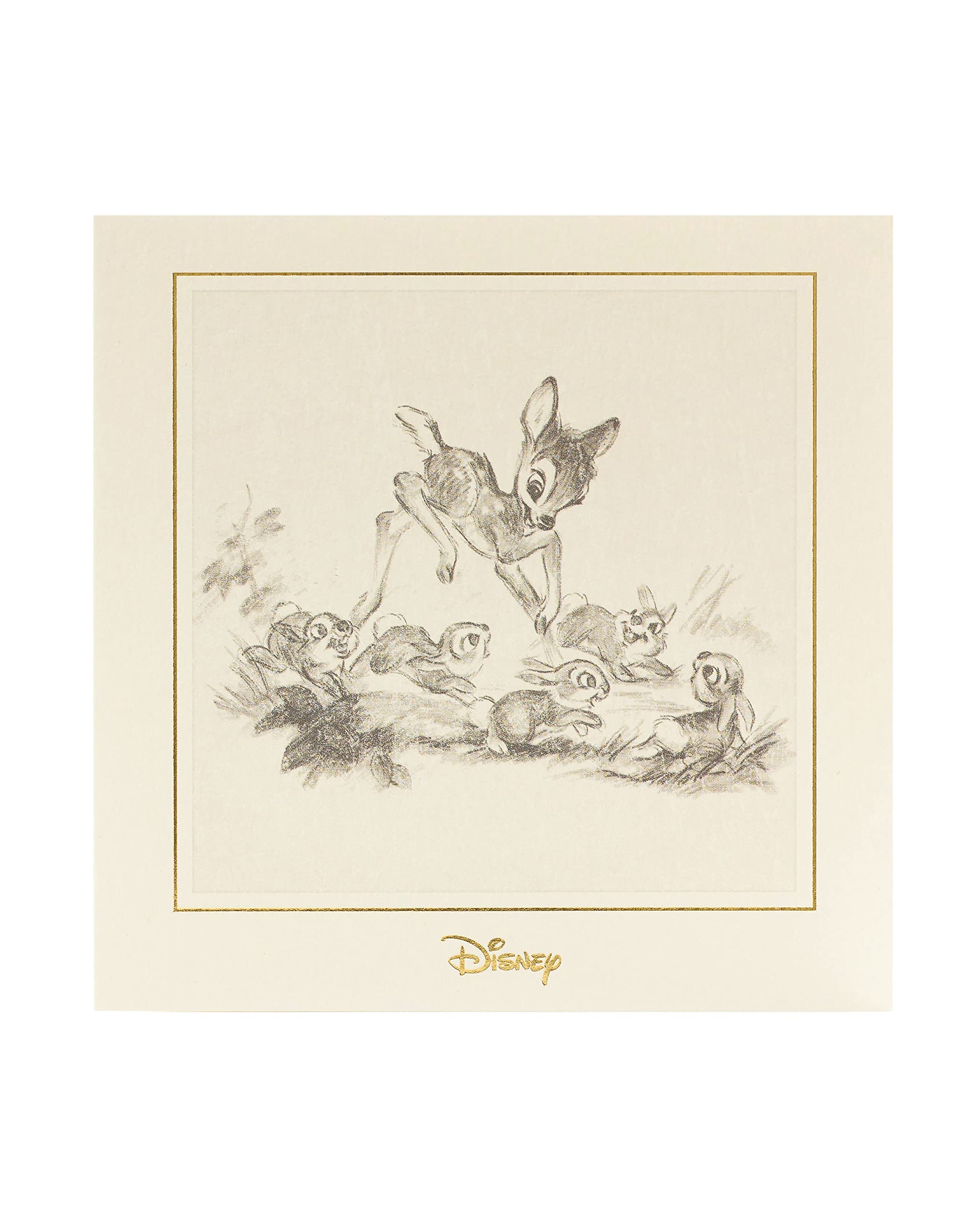 UK Greetings Disney Birthday Card - Bambi Birthday Card - Birthday Card for Her - Bambi Original Sketch - Blank Card