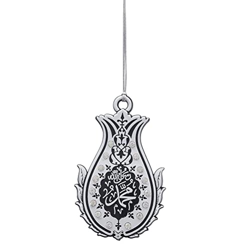Modefa Free Prayer Cap, Beads & Car Hanger, Islamic Prayer Rug Janamaz - Plush Velvet Wide (Navy Blue)
