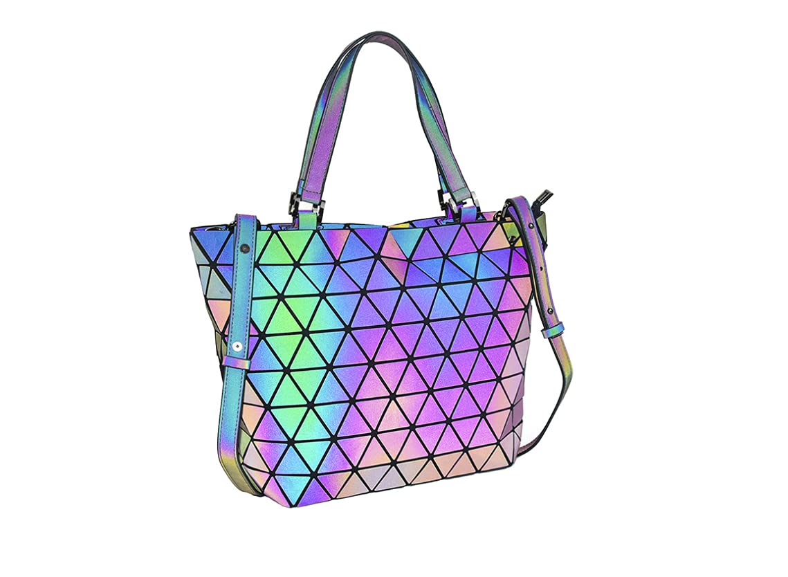 Geometric Luminous Purses and Handbags Holographic Reflective Crossbody Bag Irredescent Flash Rainbow Tote (MO.3)