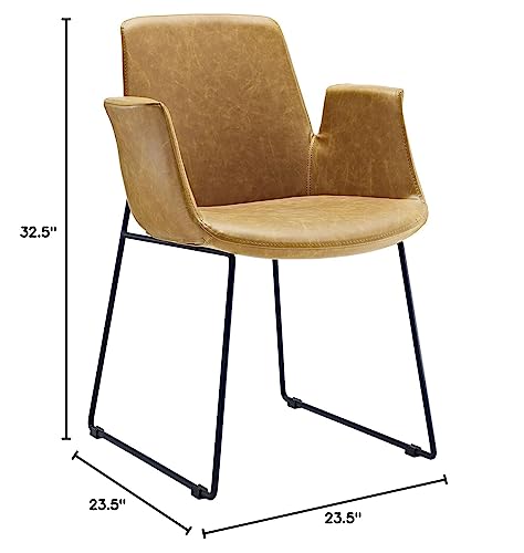 Modway Aloft Faux Leather Modern Farmhouse Kitchen and Dining Room Chair in Tan