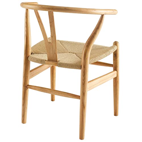 Modway Amish Mid-Century Wood Kitchen and Dining Room Chair in Natural