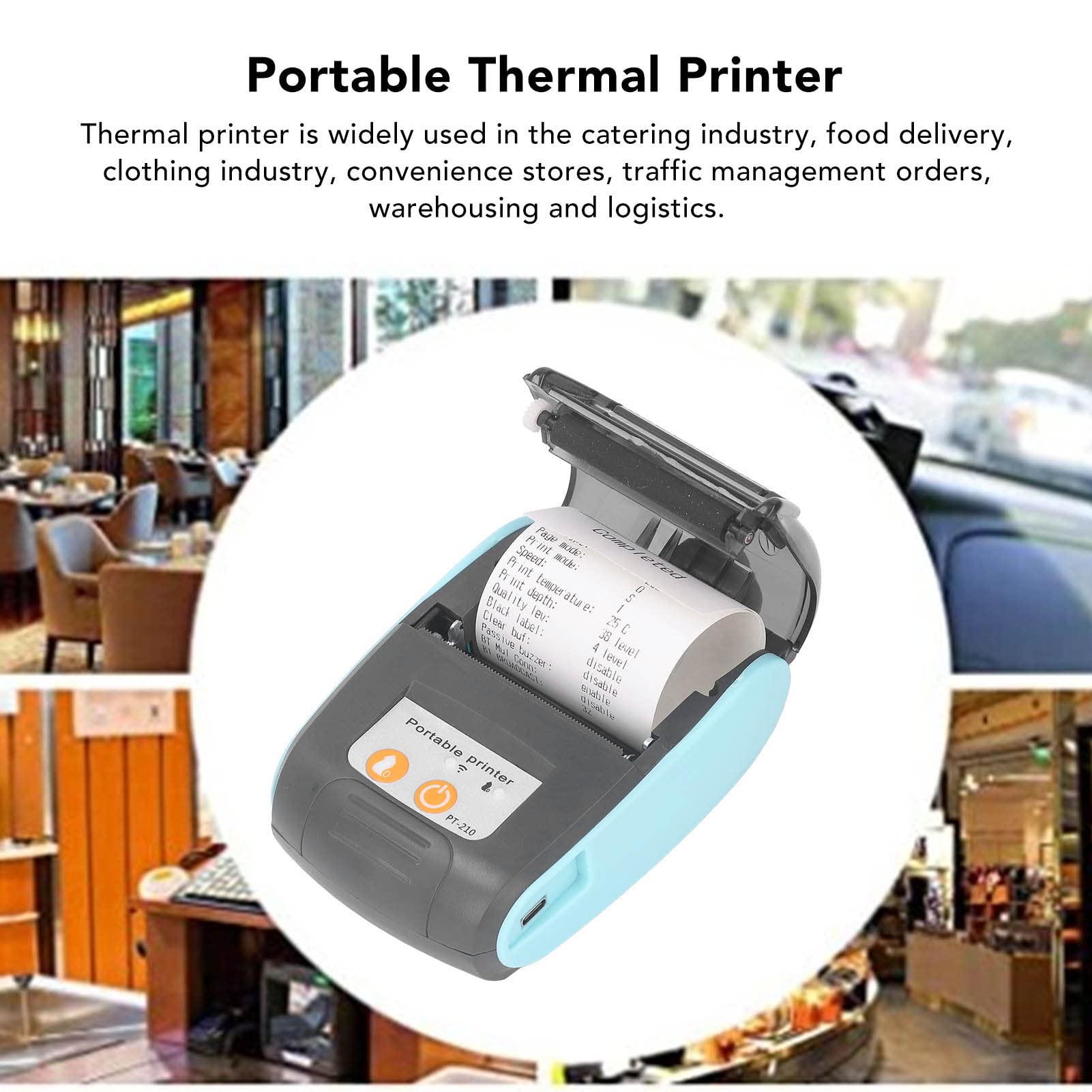 Mini Pocket Printer, Bluetooth Thermal Receipt Printer for iOS Android and Windows, 58mm Portable Small POS Bill Printer for Restaurant Sales Retail (Without