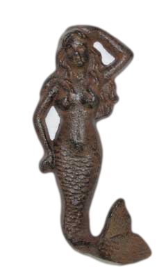 Mermaid Cast Iron Nautical Wall Hook Set of 2
