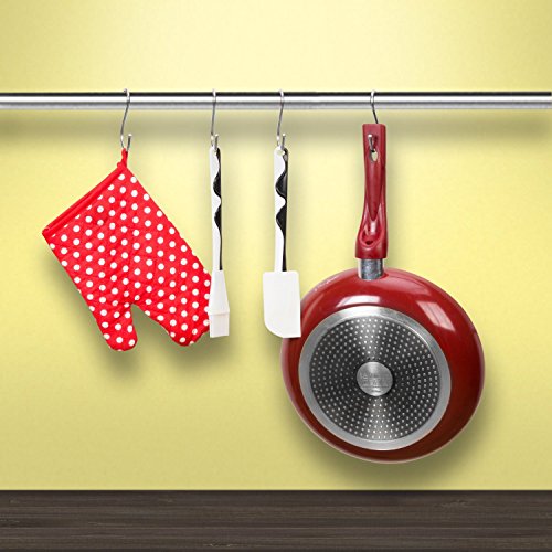 Large Round S Shaped Hooks Stainless Steel Hanging Hooks Set with 20 Hooks - Ideal for Pots, Pans, Spoons and Other Kitchen Essentials - Perfect for Clothing