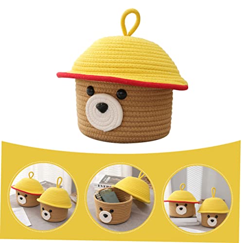 TOYANDONA Bear Storage Basket Clothes Bins Storage for Closet Toy Baskets Wicker Storage Basket Baby Laundry Basket Baskets Empty Wicker Laundry Baskets Cotton Rope Sundries Basket Mini