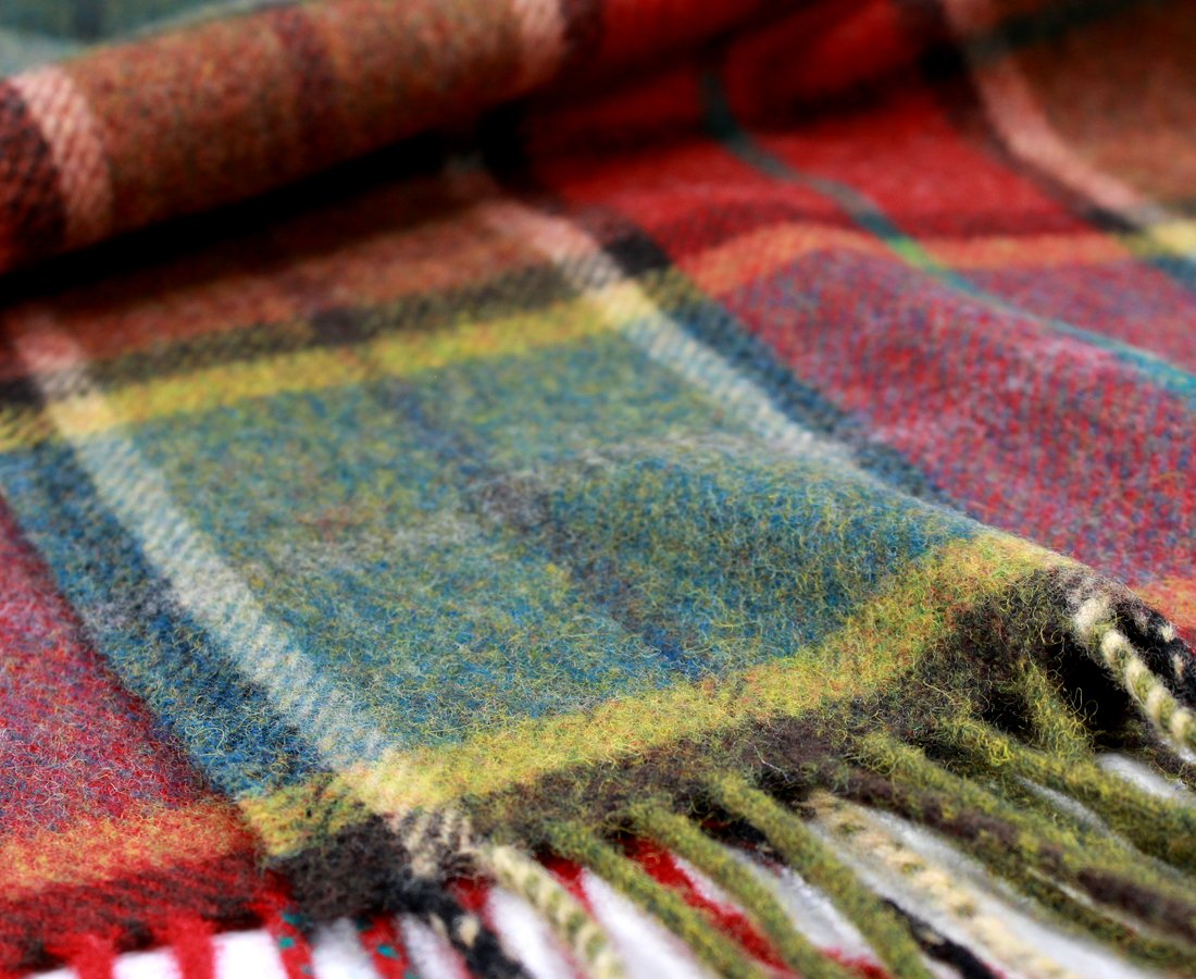 Biddy Murphy 100% Irish Lambswool Plaid Scarf, Soft & Warm, Celtic Tartan Pattern, Earthtone