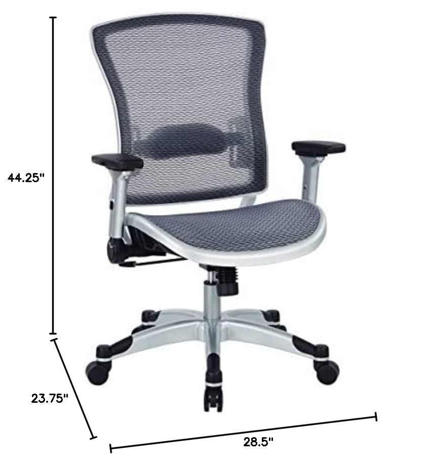 Space Seating 317 Series Executive Light Air Grid Office Chair with Breathable Mesh Back, Lumbar Support, 2-to-1 Synchro Tilt Control and Adjustable Tension, Platinum Finish