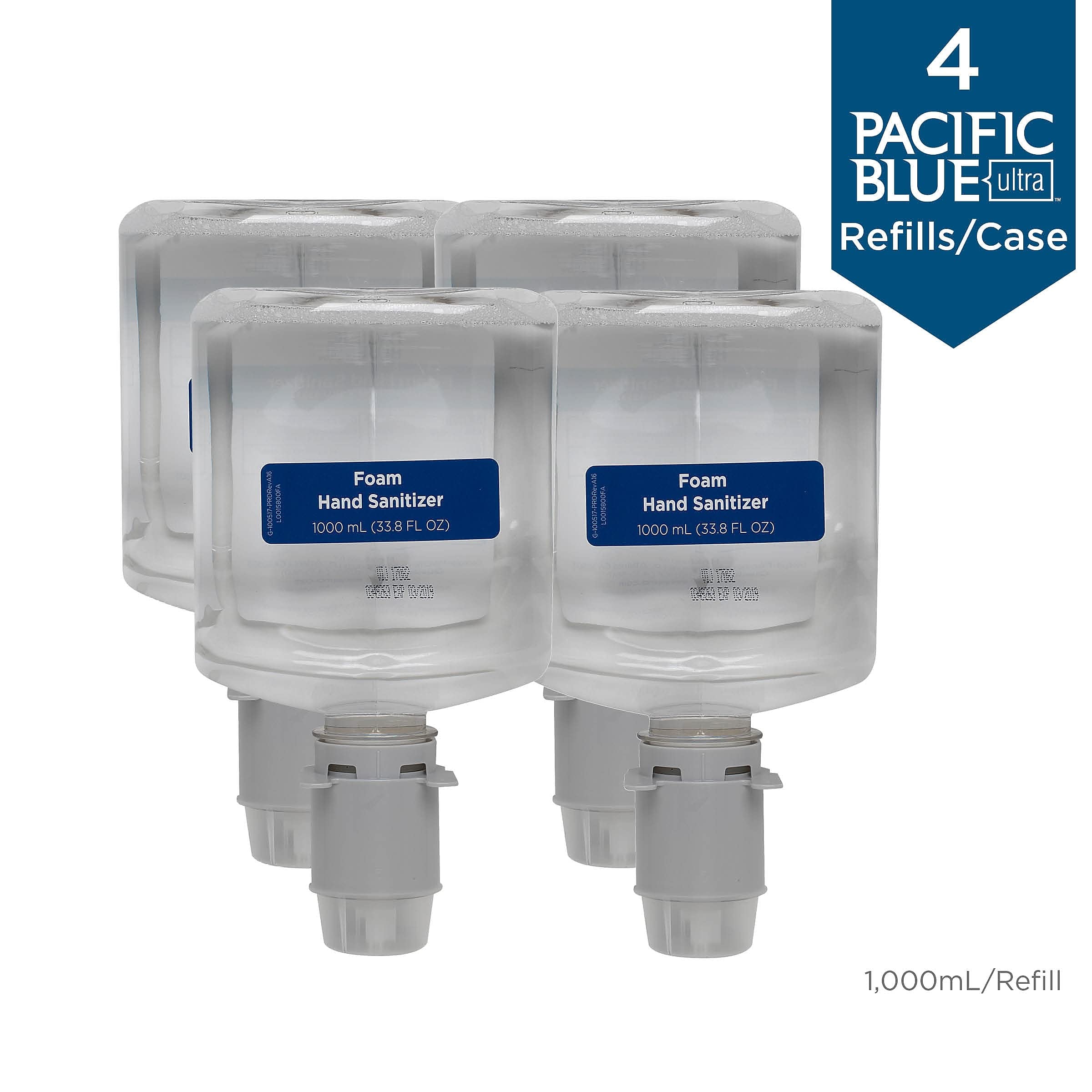 Georgia-Pacific Professional 43335 Pacific Blue Ultra Soap/Sanitizer Dispenser Refill, Unscented, 1000mL, 4/CT