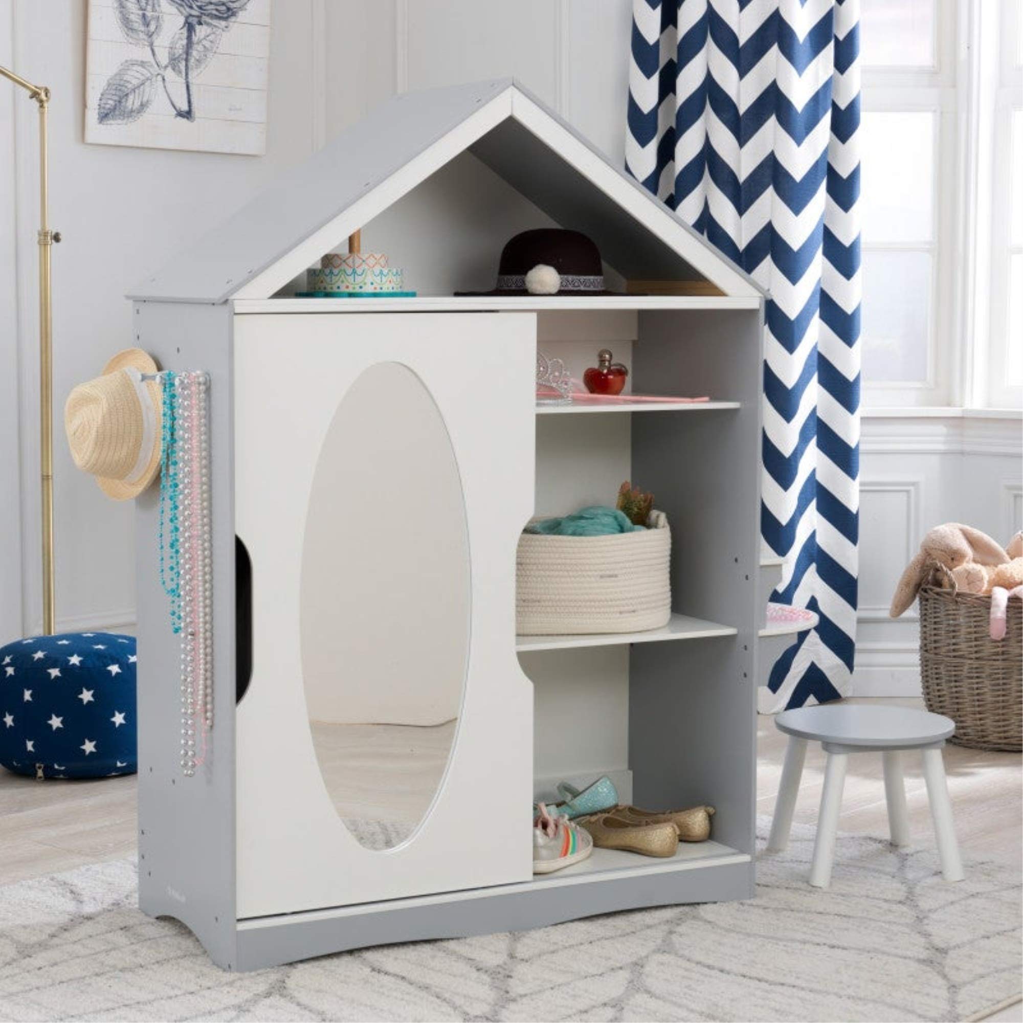KidKraft Wooden Dress Up Armoire & Vanity with Costume Storage & Mirror, Children's Furniture