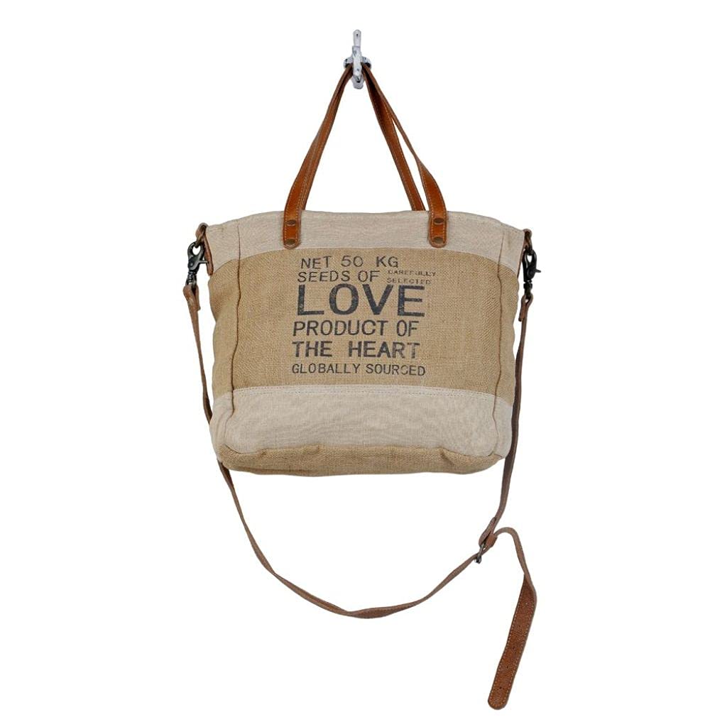 Myra Bag Sustainable Organic Fabric Market Bag Upcycled Cotton & Leather S-2887