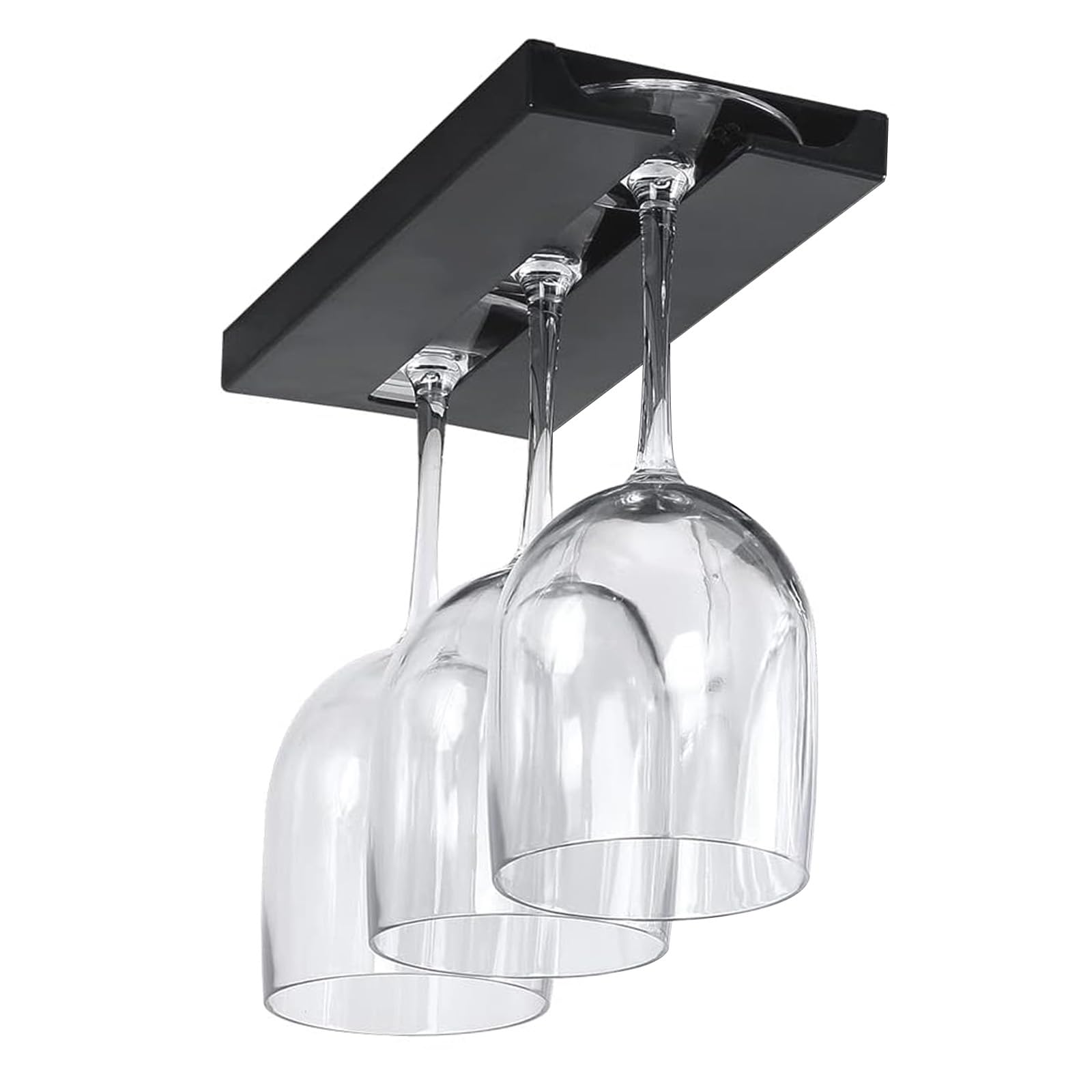 DESONAUT Wine Glass Holder,2 Pack Black Wine Glass Rack Punch-free Under Cabinet Wine Glass Holder Hanging Plastic Stemware Rack