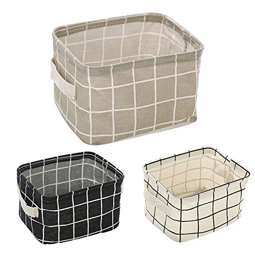 YJYDADA Foldable Storage Bin Closet Toy Box Container Organizer Fabric Basket,20X15 X12cm/7.9X5.9X4.72 inches (White)