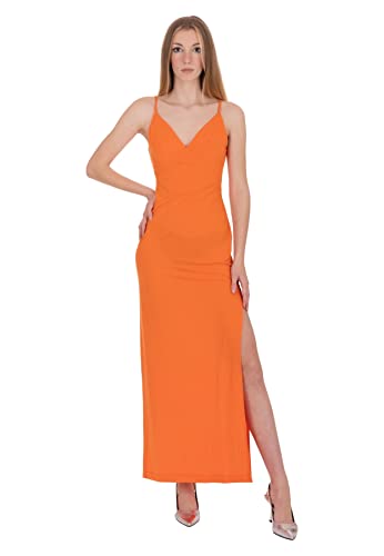 GUESS Women's Micro Straps Ramsha Long Dress, Orange Slushie