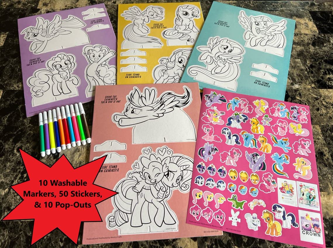 Montco Crafts My Little Pony Coloring Kit Pop Outz and Activity Play Set with Markers, Stickers and More