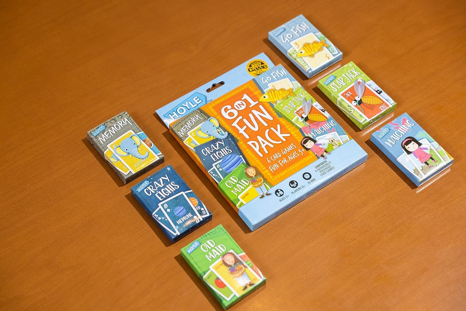 Hoyle 6 in 1 Fun Pack Kids Playing Cards Games Go Fish Crazy 8s Old Maid Slapjack