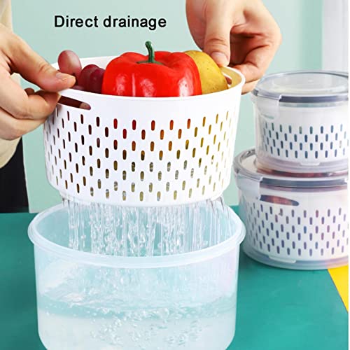 Fresh Fruit Vegetable Container, 3-in-1 Versatile BPA-free Plastic Grocery Storage With Vents Partitioned Storage Container For Fresh Berry Lettuce Storage (Small)